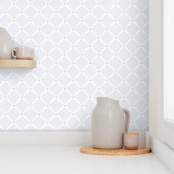 Spoonflower Diamonds Grey Geometric Squares Graphic Serenity Custom Pre-pasted Wallpaper