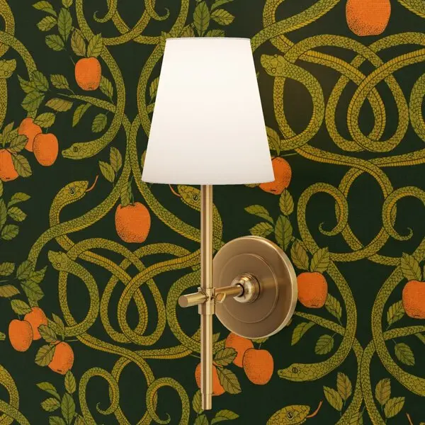 Spoonflower Apples Wallpaper Damask Reptile Snakes Serpentine Custom Pre-pasted Wallpaper