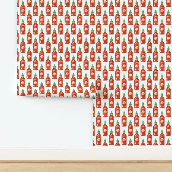 Spoonflower Sauce Hot Spicy Modern Red Trendy Emoji Custom Removable Wallpaper - Red,gray,pink