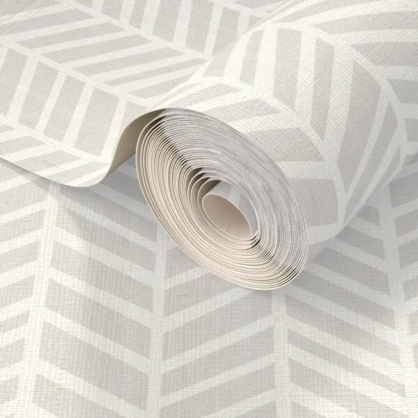Spoonflower Herringbone Light Gray White Neutral Doodle Custom Pre-pasted Wallpaper - Gray,pink