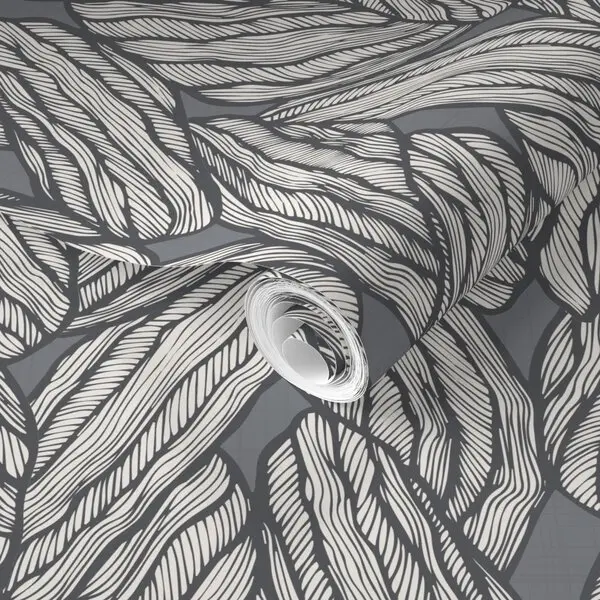 Spoonflower Faux Cable Stitch Knitting Texture Custom Removable Wallpaper - Gray