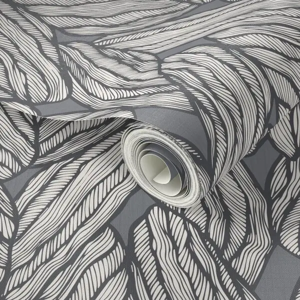 Spoonflower Faux Cable Stitch Knitting Texture Custom Removable Wallpaper - Gray