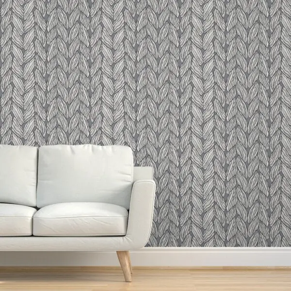 Spoonflower Faux Cable Stitch Knitting Texture Custom Removable Wallpaper