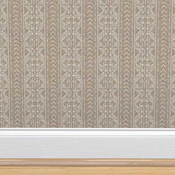 Spoonflower Mudcloth Sand 100% Natural Sisal Grasscloth Wallcovering