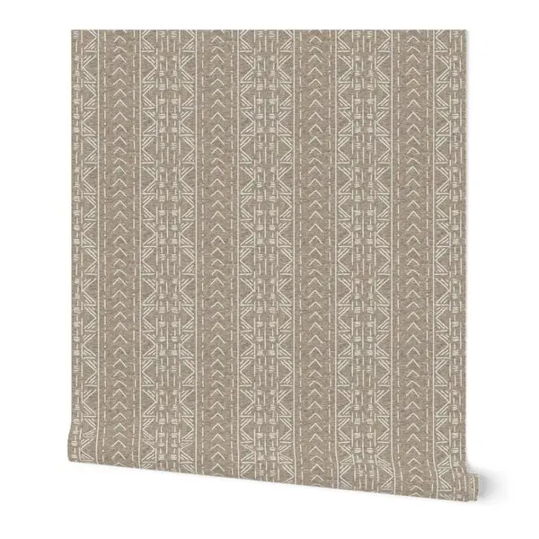 Spoonflower Mudcloth Sand 100% Natural Sisal Grasscloth Wallcovering