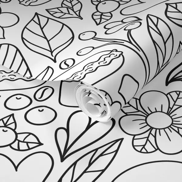 Spoonflower Flowers Leaves Food Sweets Cookie Macaron Macaroon Traditional Wallpaper - Black,white,gray