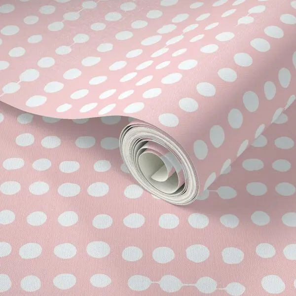 Spoonflower White Polka Dots Pink And Dot Custom Pre-pasted Wallpaper - Pink,white,red