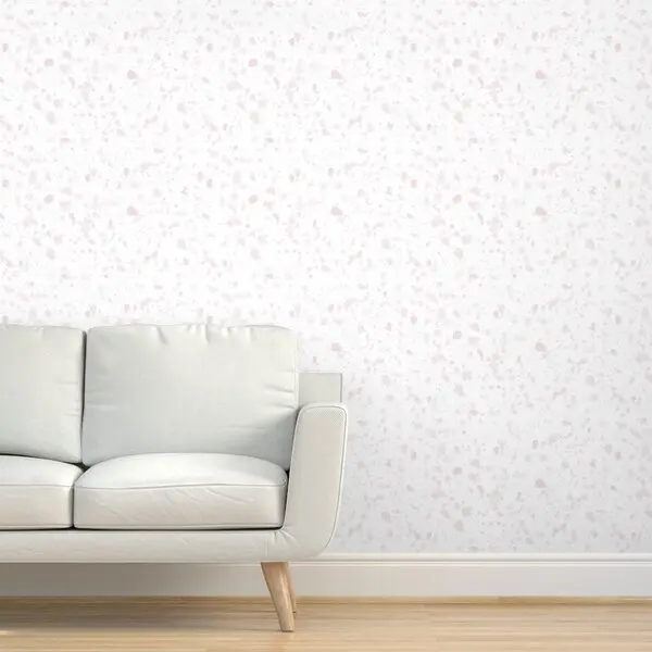 Spoonflower Pale Pink Splatter On White Custom Pre-pasted Wallpaper - White,gray