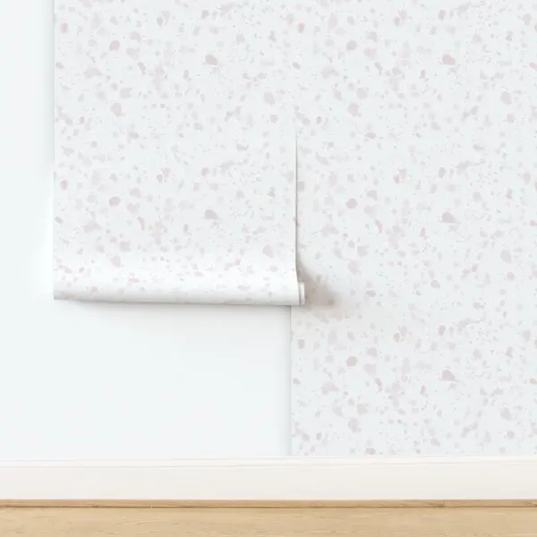 Spoonflower Pale Pink Splatter On White Custom Pre-pasted Wallpaper - White,gray
