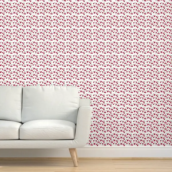 Spoonflower Red White Cherry Rockabilly Retro Kitchen Gothic Traditional Wallpaper