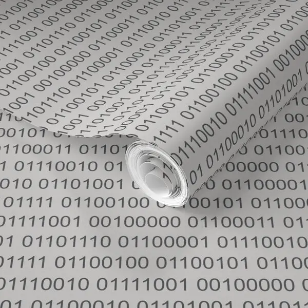 Spoonflower Computer Nerd Geek Binary Stem Tech Technology Custom Pre-pasted Wallpaper