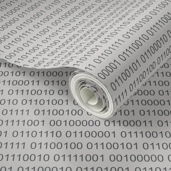 Spoonflower Computer Nerd Geek Binary Stem Tech Technology Custom Pre-pasted Wallpaper