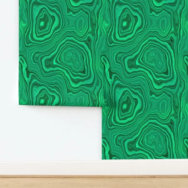 Spoonflower Art Deco Elegant Natural Emerald Stone Study Custom Pre-pasted Wallpaper