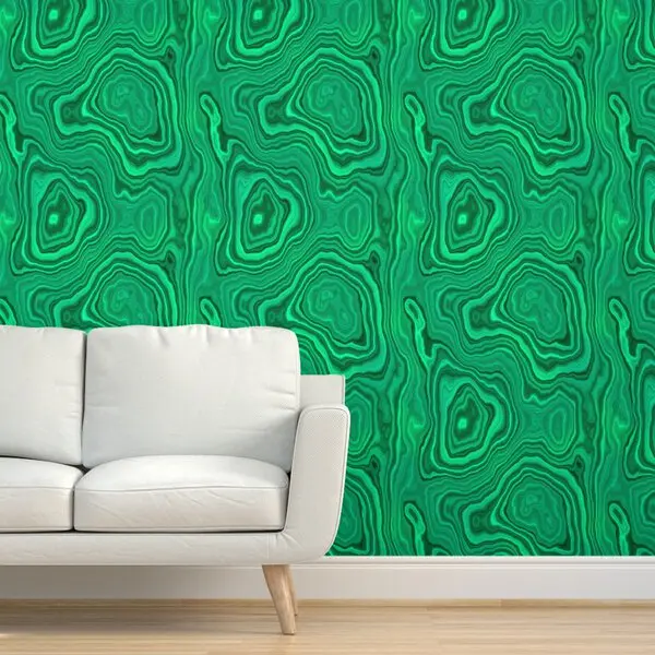 Spoonflower Art Deco Elegant Natural Emerald Stone Study Custom Pre-pasted Wallpaper