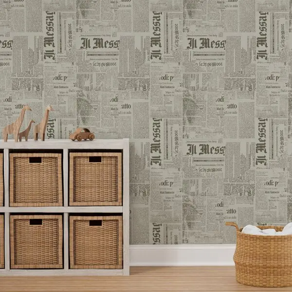 Spoonflower Grunge Newspaper Custom Removable Wallpaper