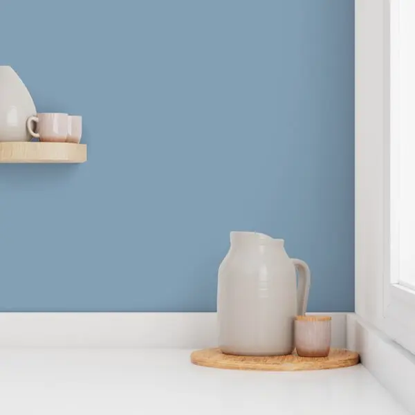 Spoonflower French Dusty Solid Plain Traditional Wallpaper - Blue