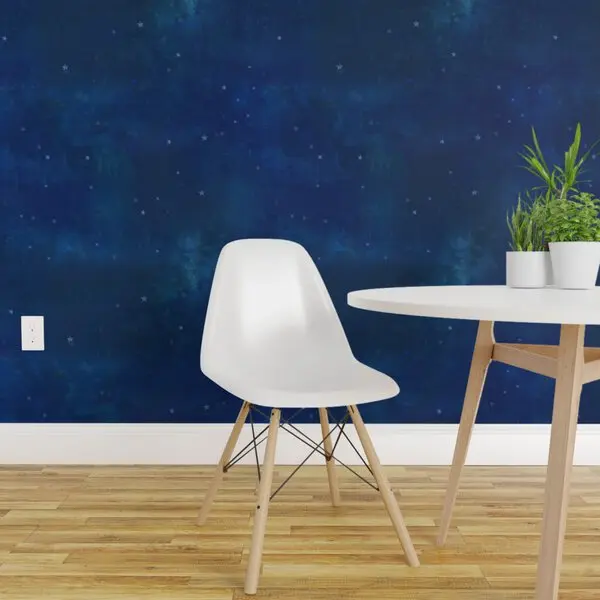 Spoonflower Watercolor Space Sky Stars Custom Removable Wallpaper