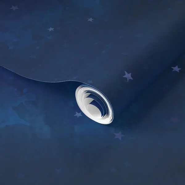Spoonflower Watercolor Space Sky Stars Custom Removable Wallpaper - Blue