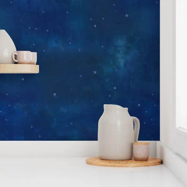 Spoonflower Watercolor Space Sky Stars Custom Removable Wallpaper