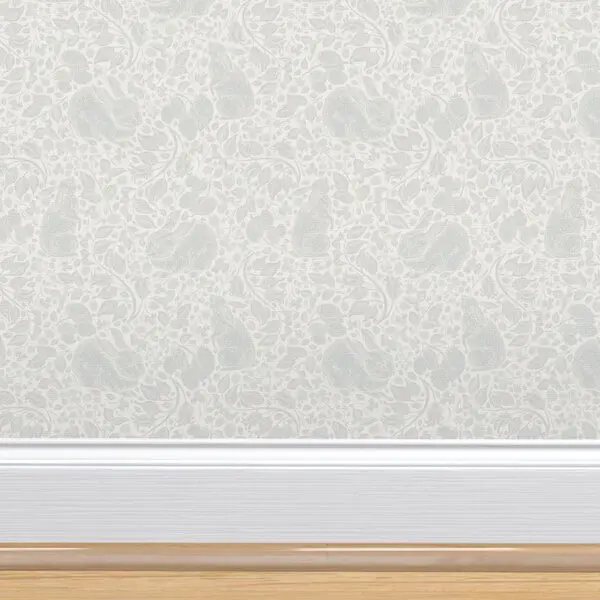 Spoonflower Bunnies In Thistle 100% Natural Sisal Grasscloth Wallcovering - Gray,beige,grey