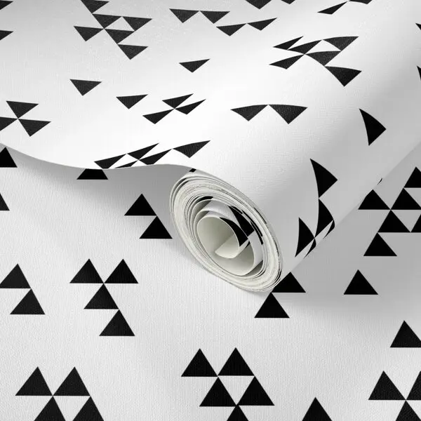 Spoonflower Triangle Simple Black White Minimal Minimalist Traditional Wallpaper - White,black,gray