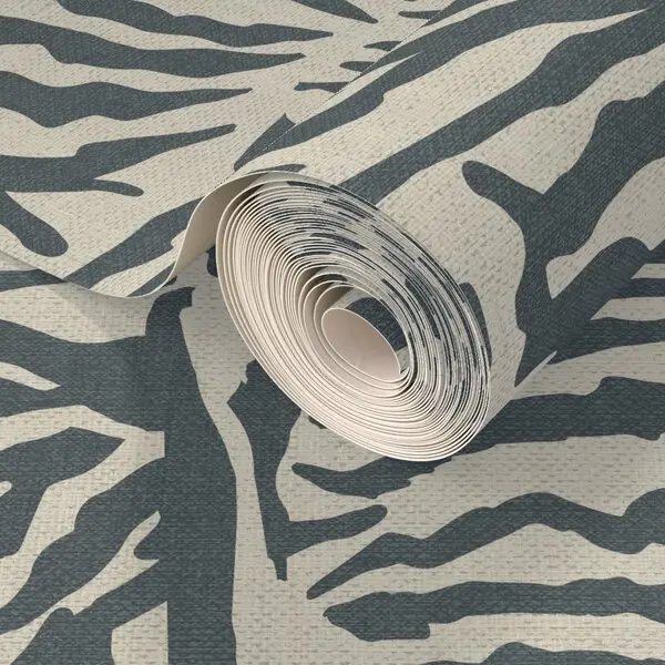 Spoonflower Vintage Modern Animal Zebra Print Linen French 100% Natural Sisal Grasscloth Wallcovering - Orange