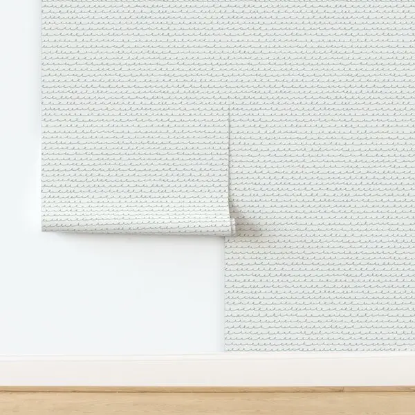 Spoonflower Grey Loops Waves Scribbles Off Custom Pre-pasted Wallpaper