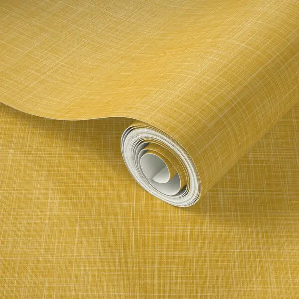 Spoonflower Coordinate Solid Mustard Ochre 100% Natural Sisal Grasscloth Wallcovering - Yellow
