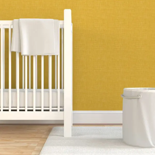 Spoonflower Coordinate Solid Mustard Ochre 100% Natural Sisal Grasscloth Wallcovering - Yellow