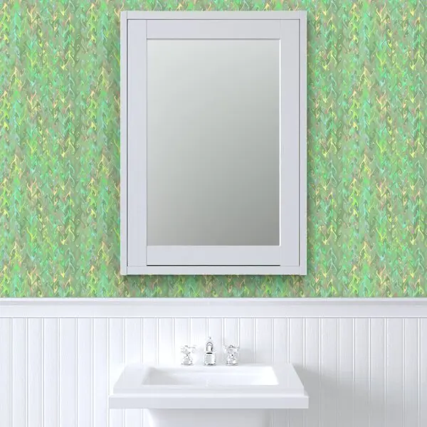 Spoonflower Green Flame Waterfall Melongreen Traditional Wallpaper