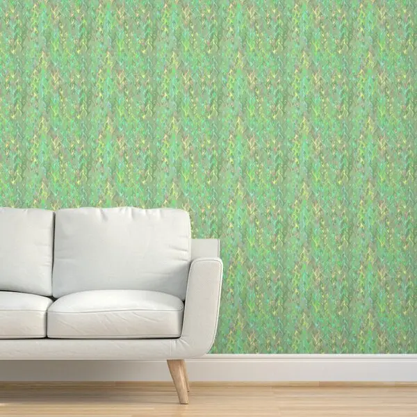 Spoonflower Green Flame Waterfall Melongreen Traditional Wallpaper