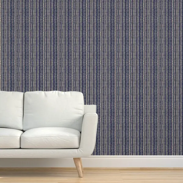 Spoonflower Navy Vintage 100% Natural Sisal Grasscloth Wallcovering