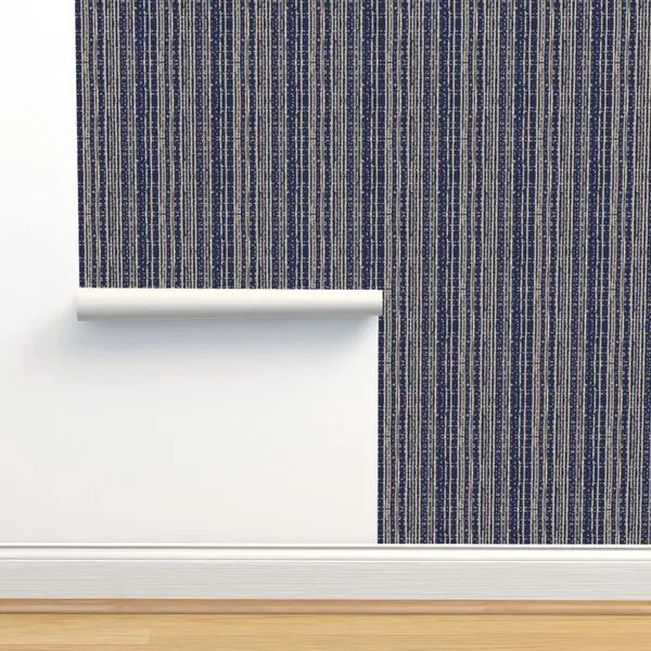 Spoonflower Navy Vintage 100% Natural Sisal Grasscloth Wallcovering