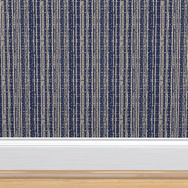 Spoonflower Navy Vintage 100% Natural Sisal Grasscloth Wallcovering