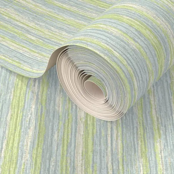 Spoonflower Natural Texture Stripes Neutral Ivory White Beige 100% Natural Sisal Grasscloth Wallcovering - White,green,blue