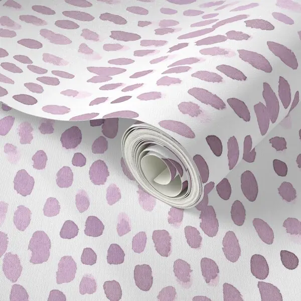 Spoonflower Purple Modern Dots Nursery Custom Pre-pasted Wallpaper - Pink,purple,gray