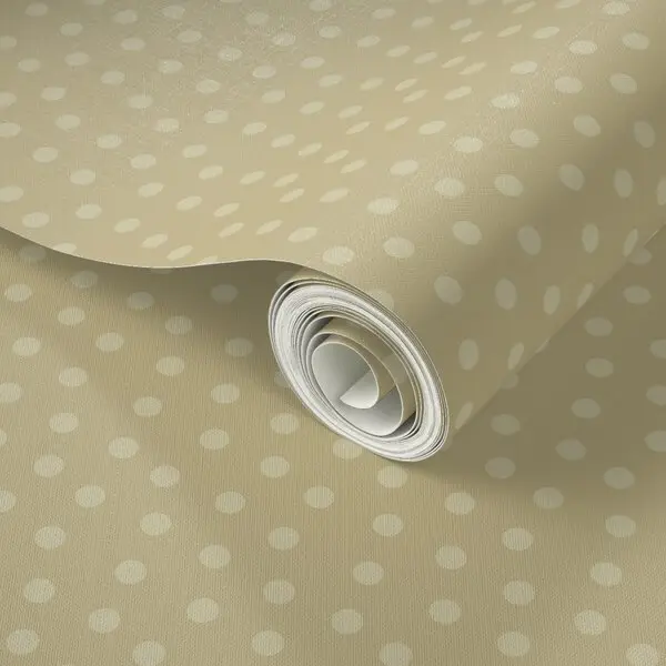Spoonflower Dot Dots Pin Mini Tossed Custom Pre-pasted Wallpaper - Brown,green,beige