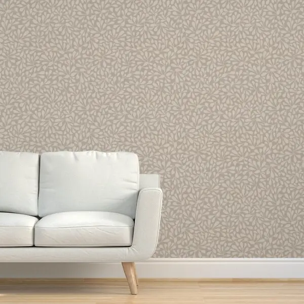 Spoonflower Bubble Leaves Taupe Neutral 100% Natural Sisal Grasscloth Wallcovering