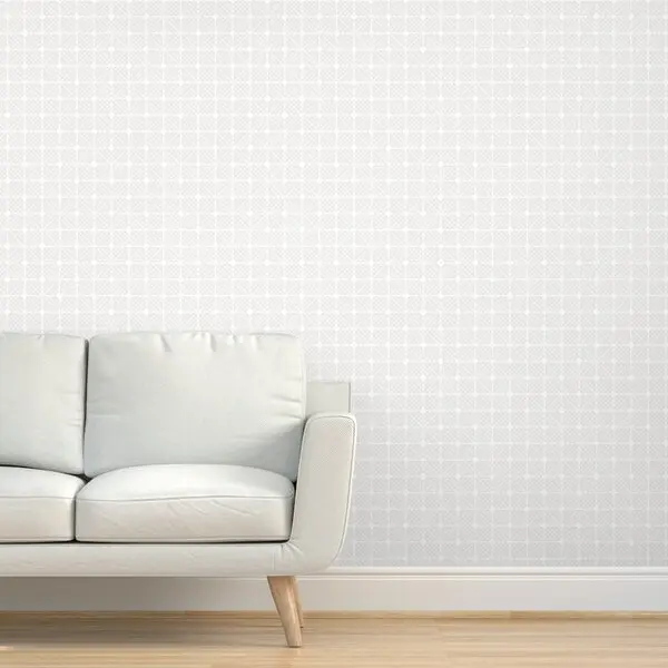 Spoonflower White Grey Geometric Diamond Light Grid Traditional Wallpaper
