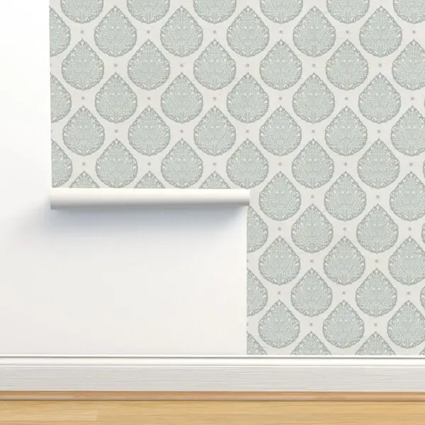 Spoonflower C0cdc8 Egyptian Paisley 100% Natural Sisal Grasscloth Wallcovering