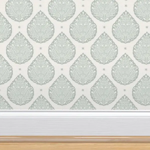 Spoonflower C0cdc8 Egyptian Paisley 100% Natural Sisal Grasscloth Wallcovering