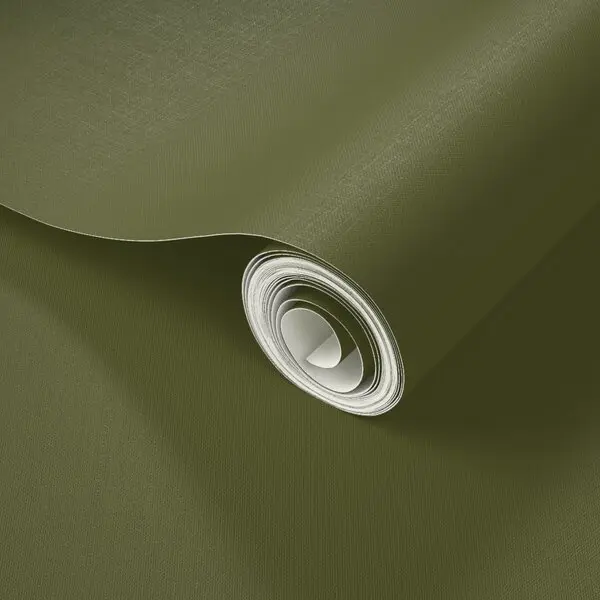 Spoonflower Olive Solid Army Aspen Military Traditional Wallpaper - Green