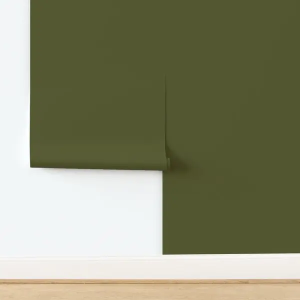 Spoonflower Olive Solid Army Aspen Military Custom Removable Wallpaper - Green