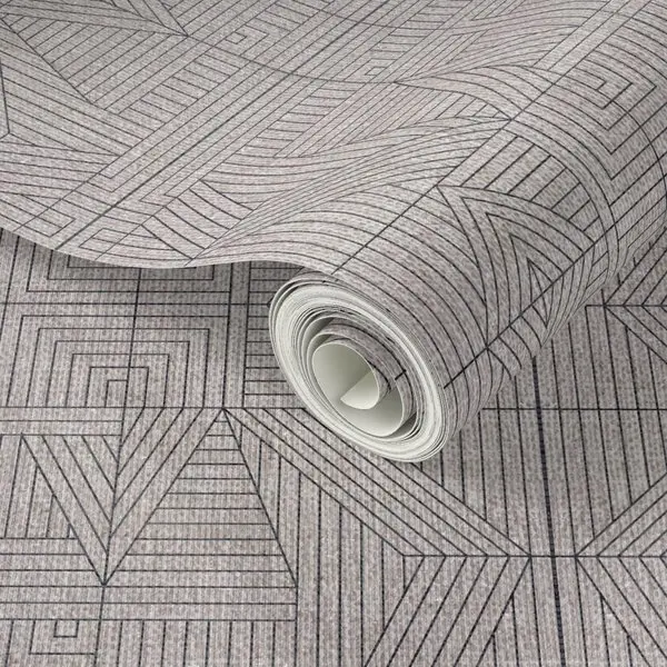 Spoonflower French Line Traditional Wallpaper - Gray