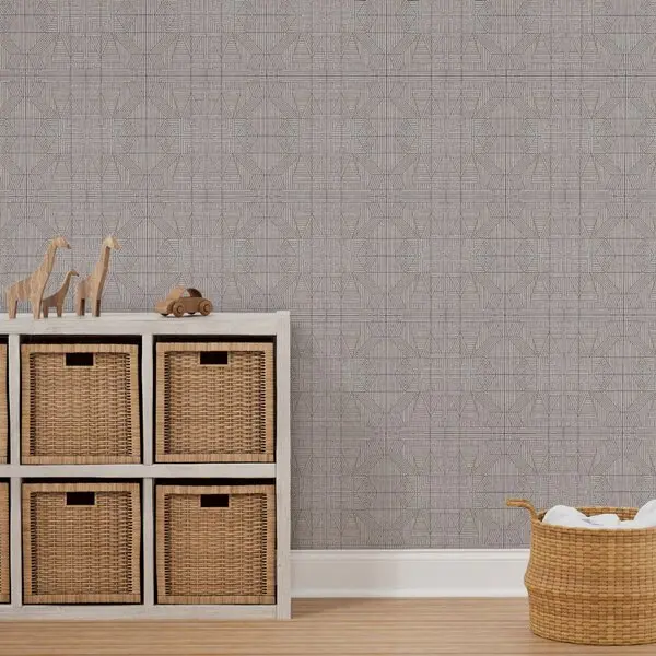 Spoonflower French Line Traditional Wallpaper - Gray