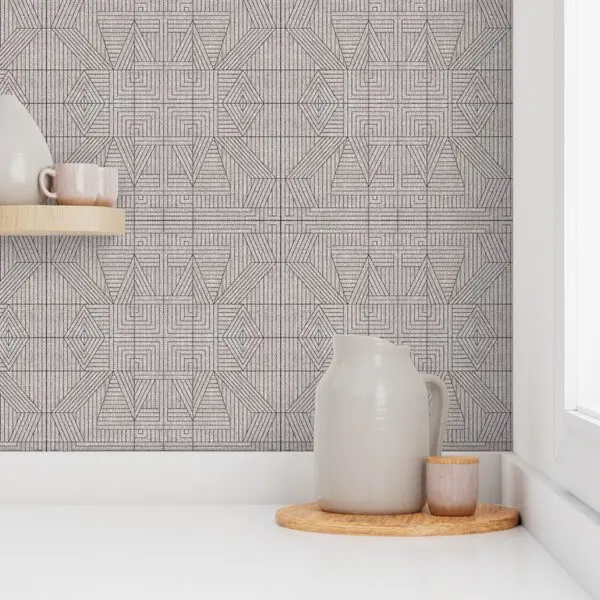 Spoonflower French Line Traditional Wallpaper - Gray