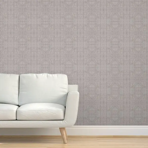 Spoonflower French Line Traditional Wallpaper - Gray