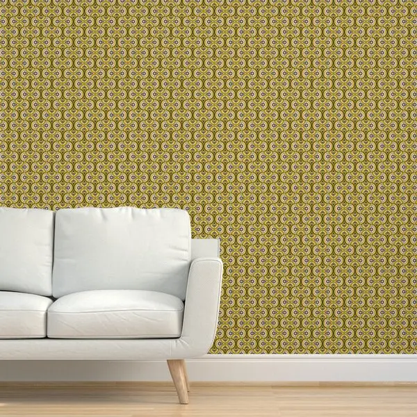 Spoonflower Geometric Seashell Medium Scale 100% Natural Sisal Grasscloth Wallcovering