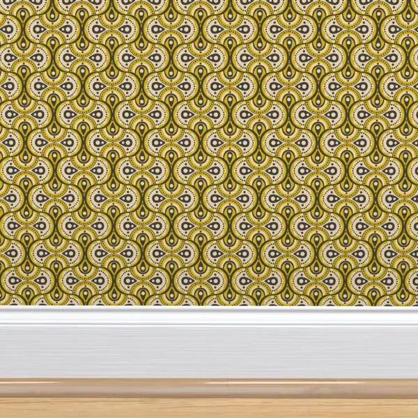 Spoonflower Geometric Seashell Medium Scale 100% Natural Sisal Grasscloth Wallcovering