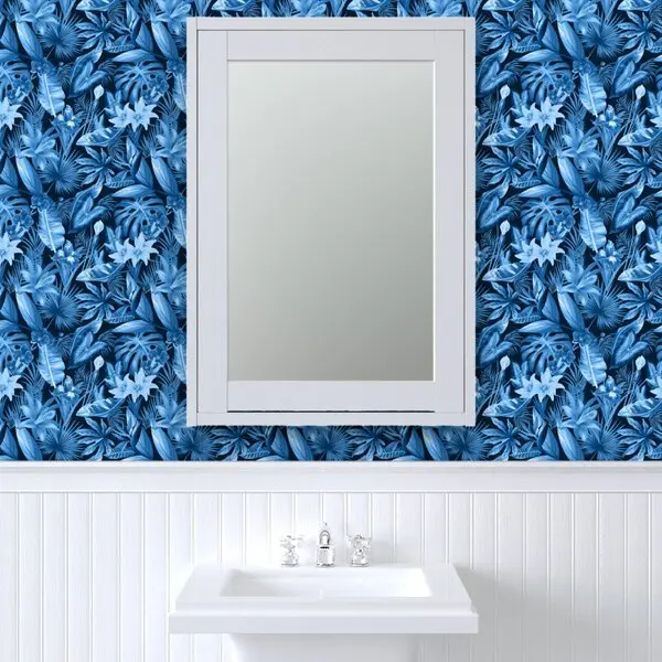 Spoonflower Bright Flowers Forest Fantasy Tropical Custom Pre-pasted Wallpaper